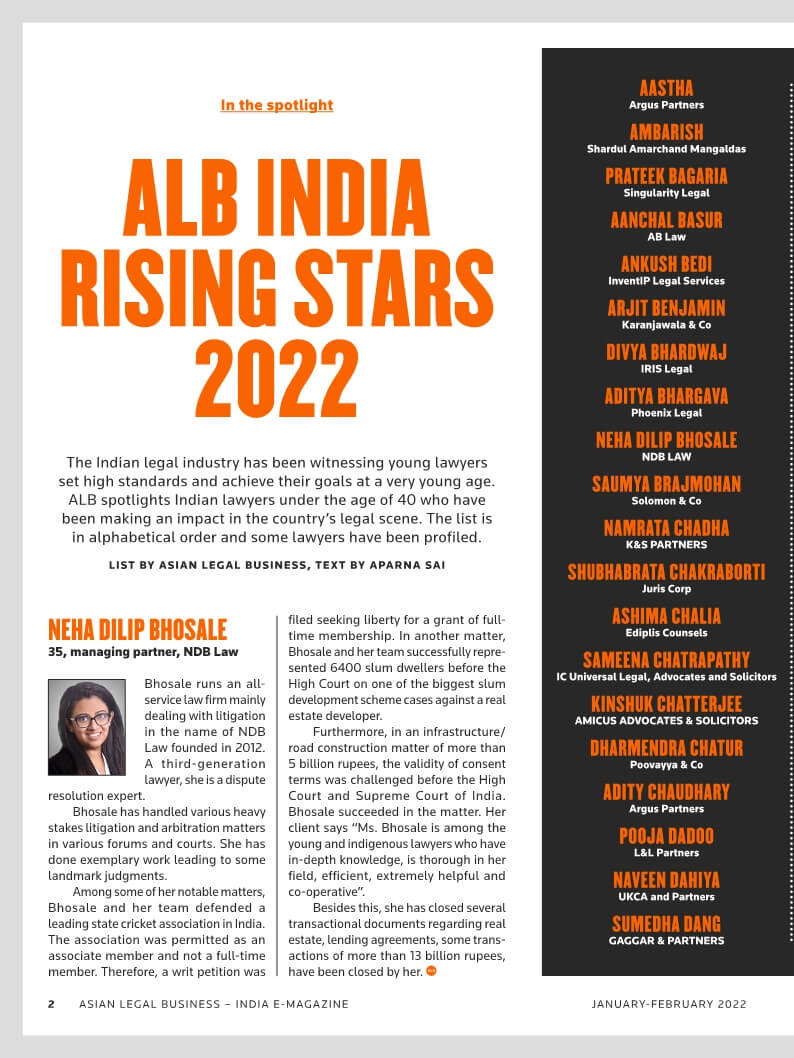 ALB India Rising Stars, 2022 – GSL Chambers - GSL Chambers
